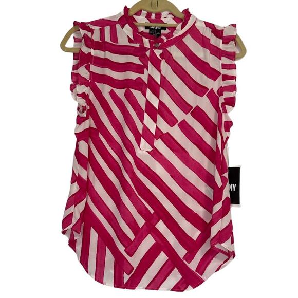 Dkny | Tops | Nwt Dkny Suits Womens S Hibiscus Pink Pleated Striped ...